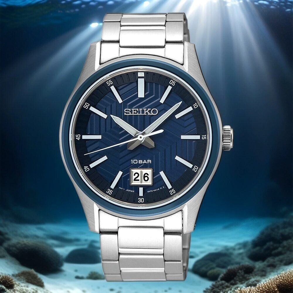 Seiko SUR559P1 Classic Blue Analog Stainless Steel Quartz Men's Casual ...