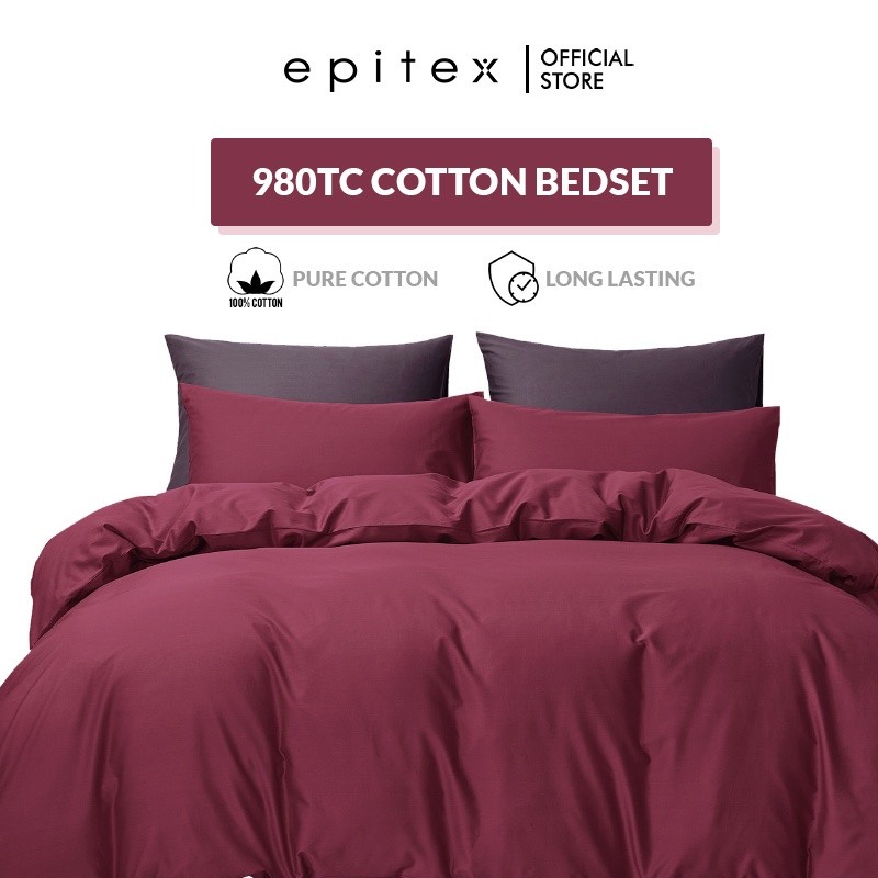 Epitex (Quilt Cover Set) 980TC Cotton Bedsheet | 100% Pure Cotton ...