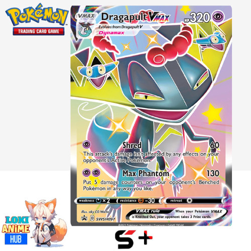 Dragapult #SWSH097 VMAX SHINY Full Art Gred S+ Pokemon Card Game tcg ...