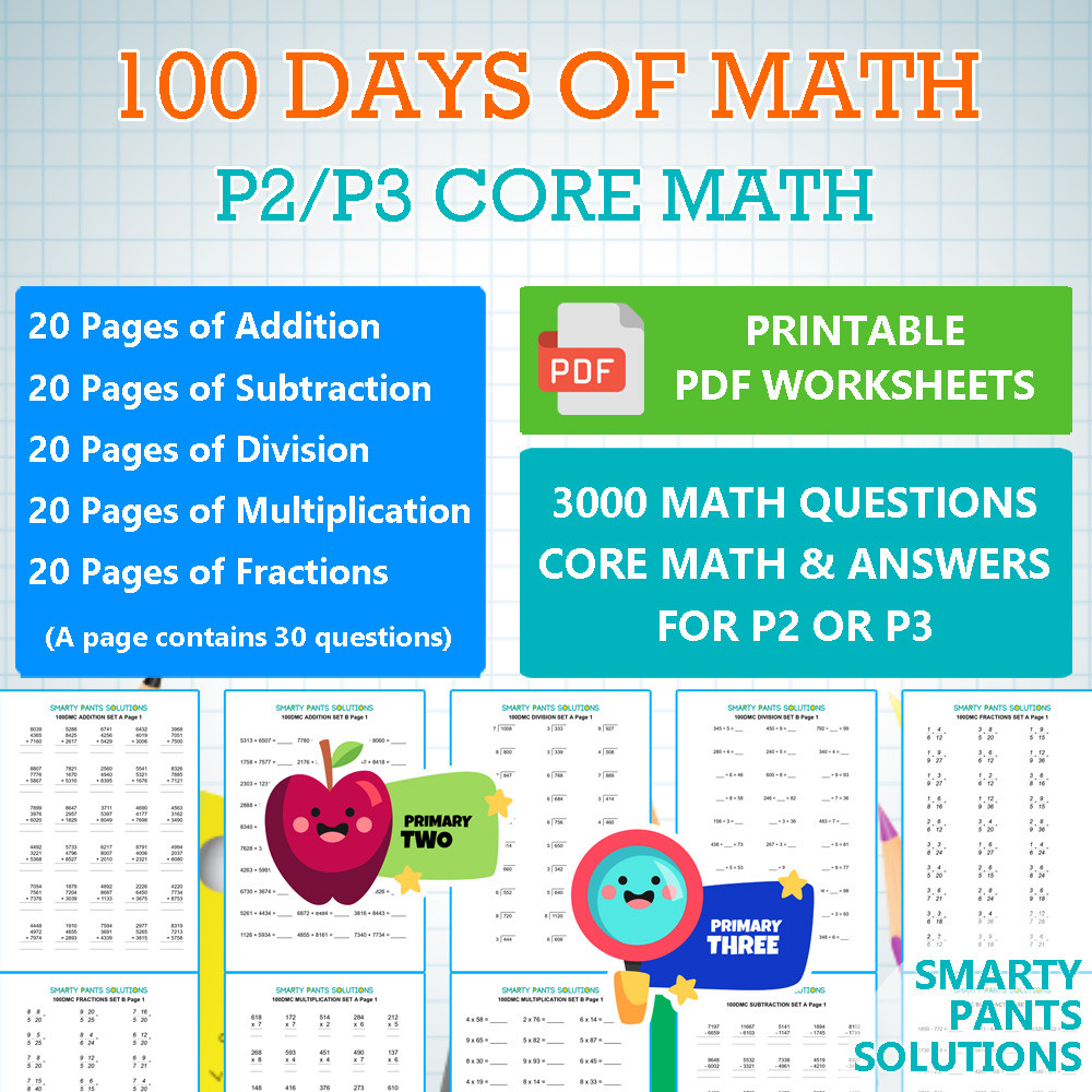 🏅 100 Pages of Mathematics Exercise Worksheet P2 P3 Core Multiplication ...