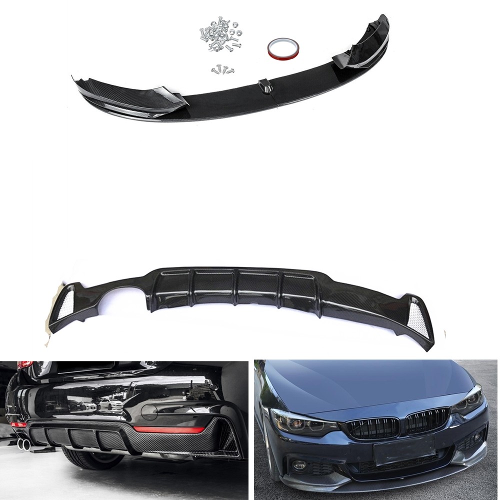 Car Front Bumper Spoiler Lip & Rear Diffuser Splitter Plate For BMW F32 ...