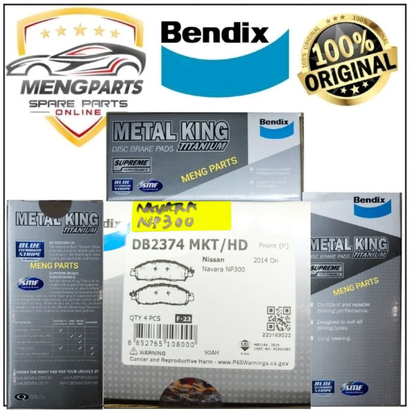 ORIGINAL 💯% BENDIX METAL KING TITANIUM NISSAN NAVARA D23T NP300 2014Y ...