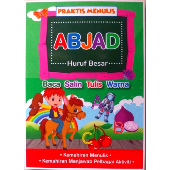 Praktis menulis abjad huruf besar latihan baca salin tulis warna ...