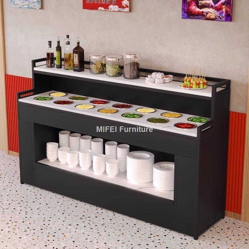 Hot pot restaurant condiment table buffet table barbecue sauce table ...