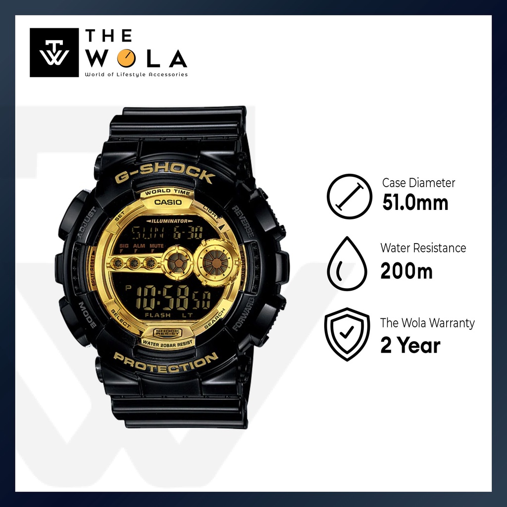 (2 Years Warranty) Casio G-Shock Men's Digital Watch GD-100GB-1 Gold ...