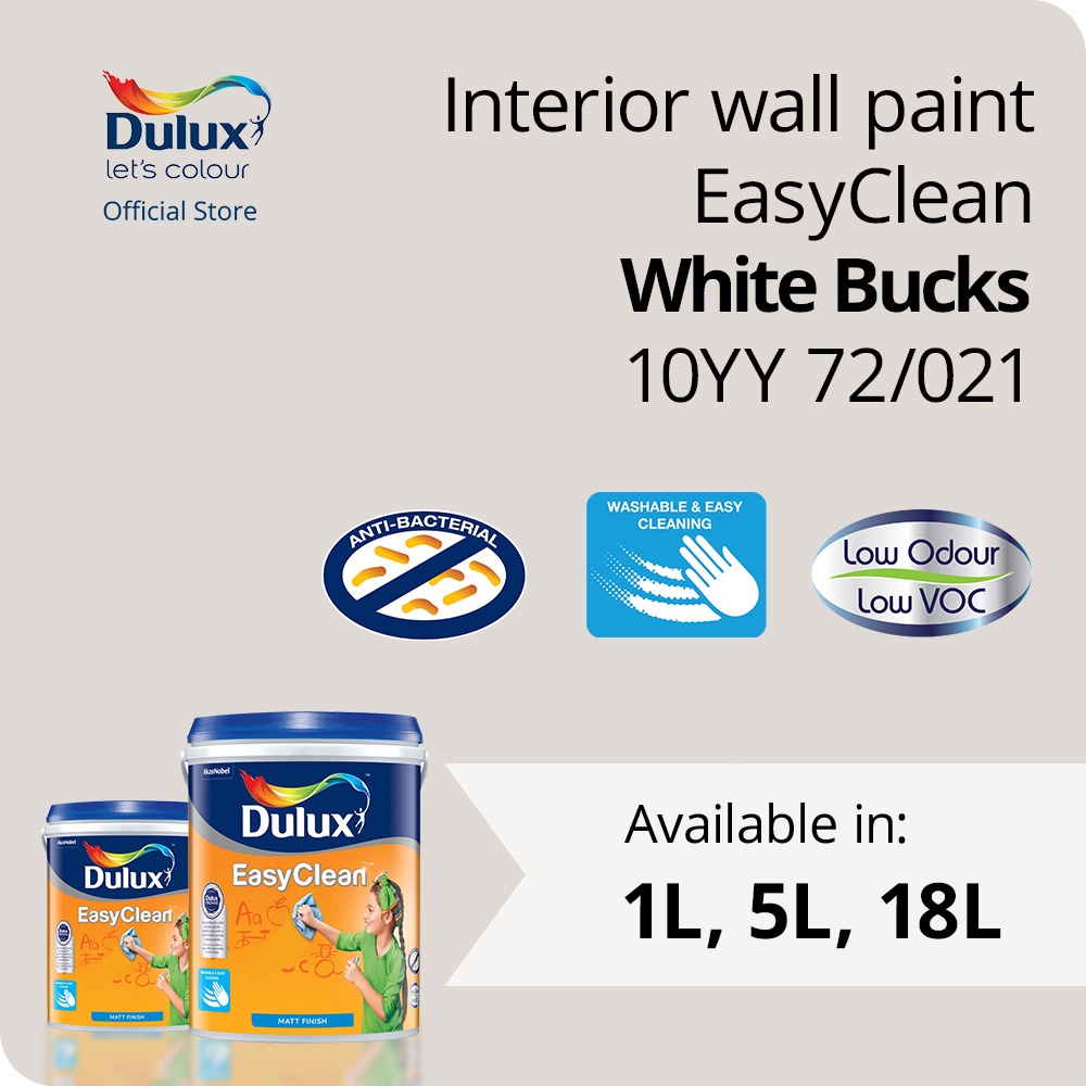 Dulux EasyClean Interior Wall Paint - White Bucks 10YY 72/021 | Shopee Malaysia