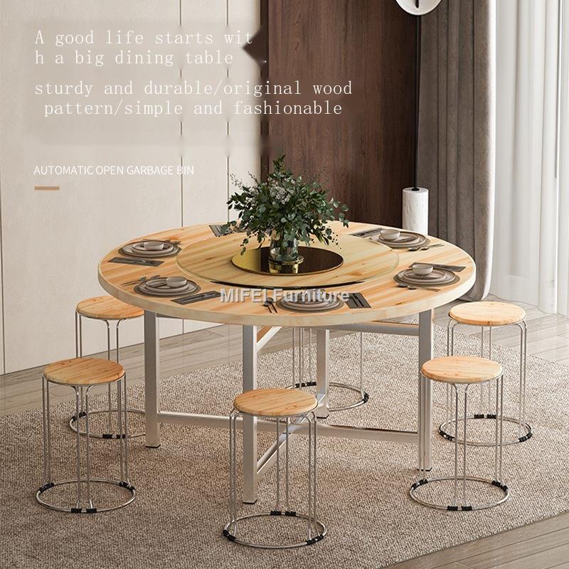 Thickened solid wood large round table for home hotel foldable fir ...