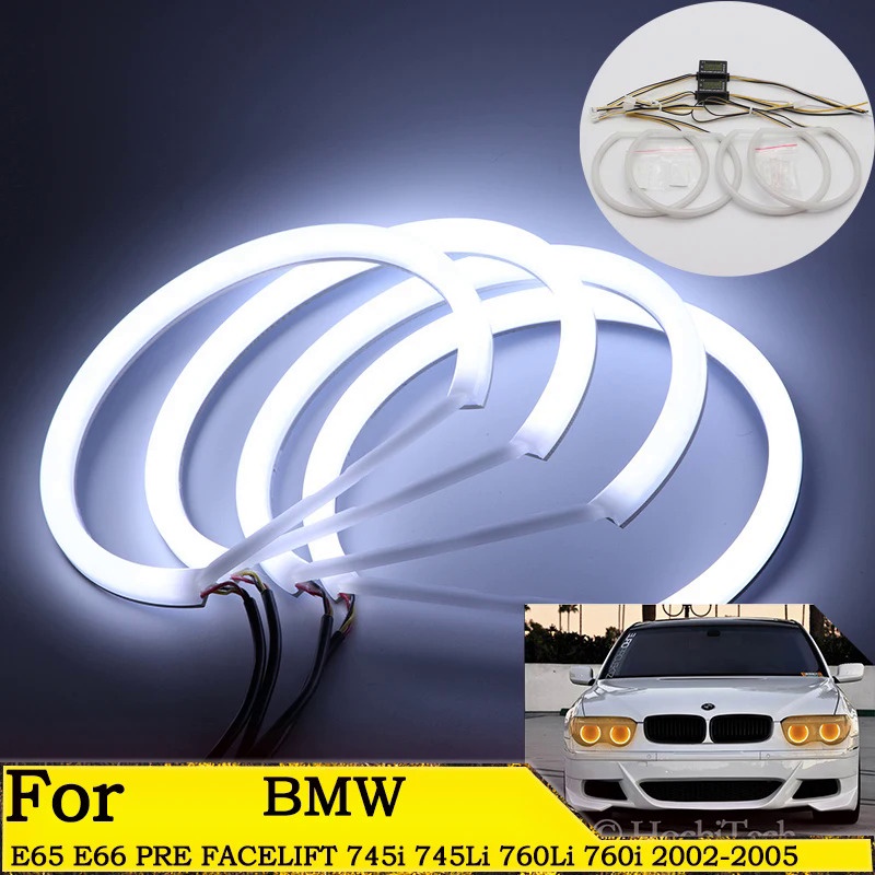 SMD Cotton Light Switchback LED Angel Eye Halo Ring Kit For BMW E65 E66 ...