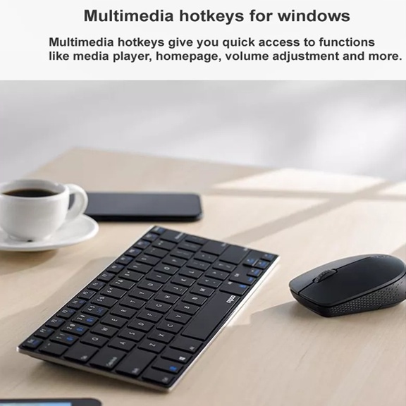 RAPOO 9000M Multi-Mode Ultra-Slim Wireless Bluetooth Combo Mouse & Keyboard / Multiple Devices ...