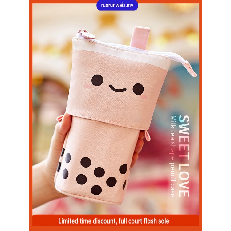 1 Set Cute Boba Milk Tea Telescopic Pen Bag Pen Pencil Holder ...