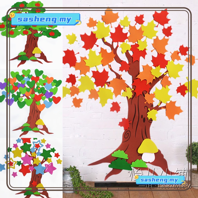 eva foamTrees Craft pokok Wall Decoration Kindergarten Layout Kartun ...