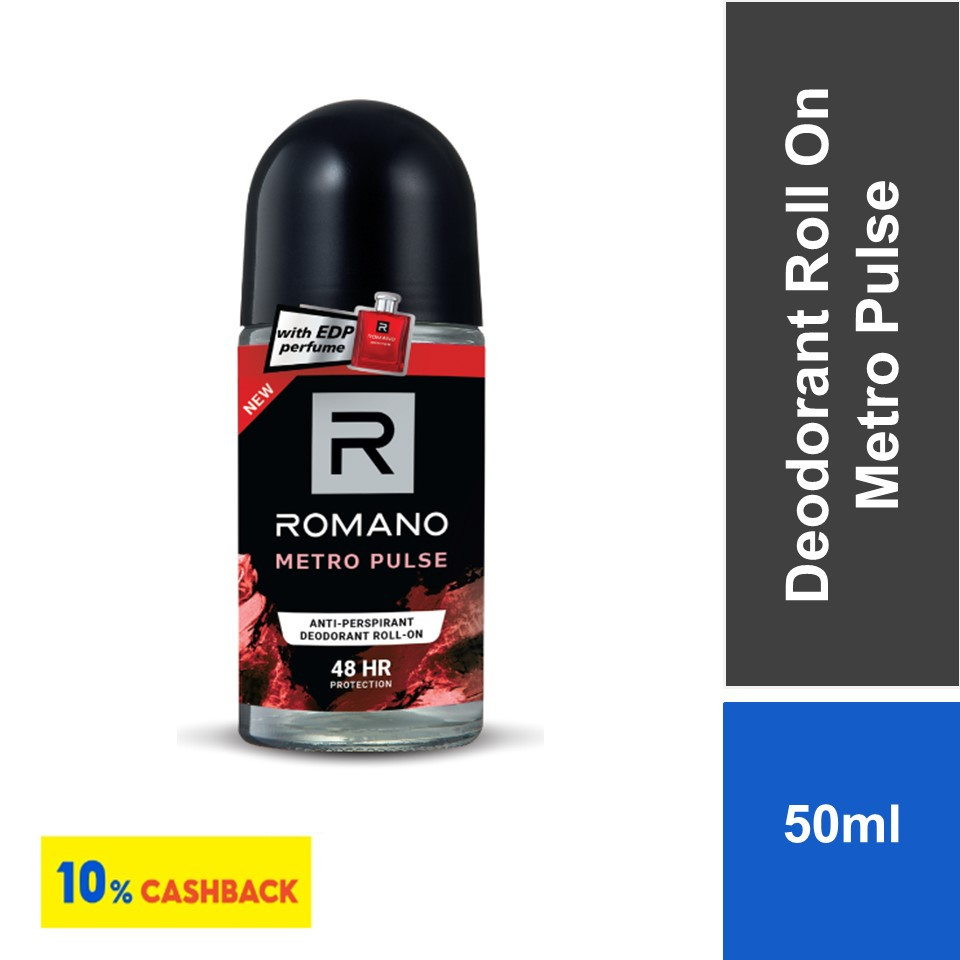 ROMANO Anti-Persprirant Deodorant Roll-On Metro Pulse 50ML | Long-lasting | For men | EDP ...