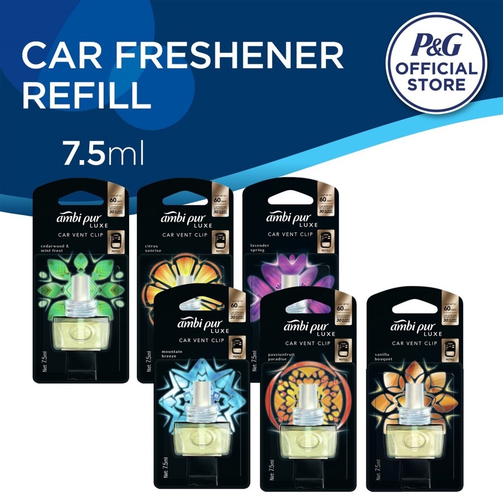 Ambi Pur Luxe Car Vent Clip Car Air Freshener Refill (7.5ml) | Shopee ...
