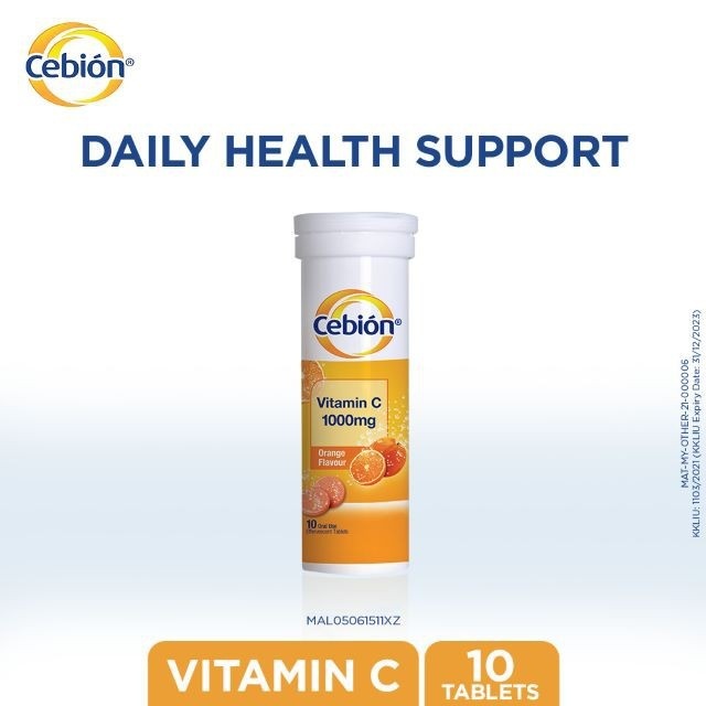 Cebion Vitamin C 1000mg Effervescent Orange Flavour (10 Tablets) | Shopee Malaysia