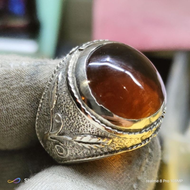 Cincin Natural orange obsidian | Shopee Malaysia