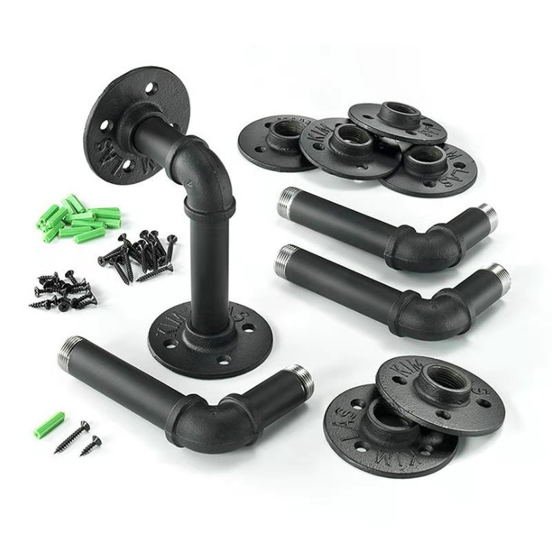 KY@ Industrial Retro Water Pipe Iron Word90Degree Right AngleloftShelf ...