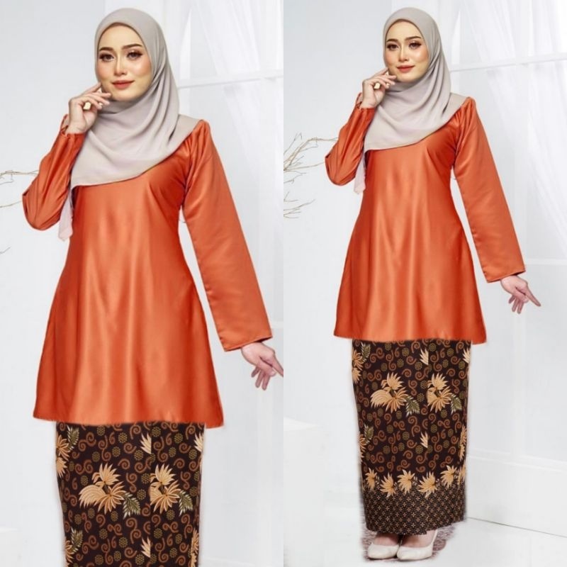 XS-5XL ORANGE BRICK OREN BATA KURUNG RIAU BATEK BATIK PLUSSIZE TUNANG ...