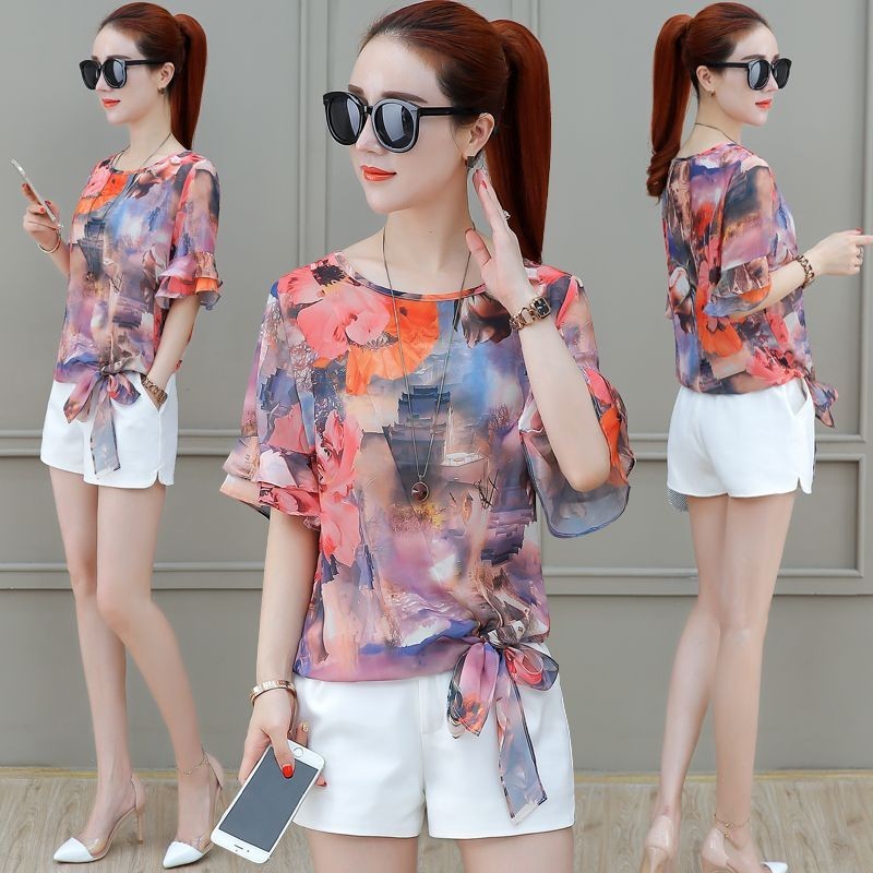 Chiffon Shirt Women's Mid-Sleeve New Style Loose Small Shirt ...
