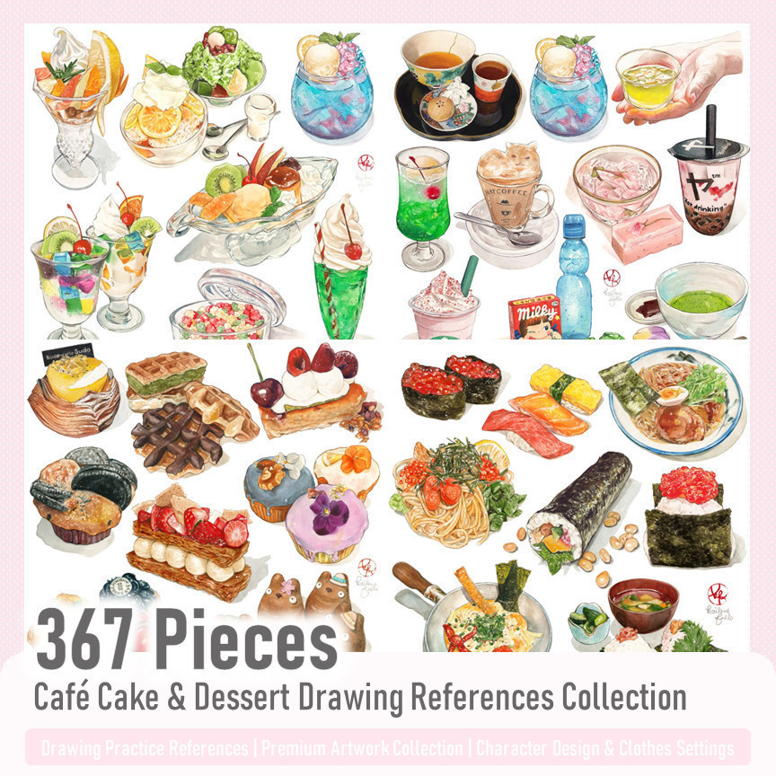 🔥 Drawing References Illustration - Café Cake & Dessert Drawing ...