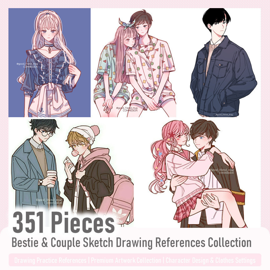 🔥 Drawing References Illustration - Bestie & Couple Sketch References ...