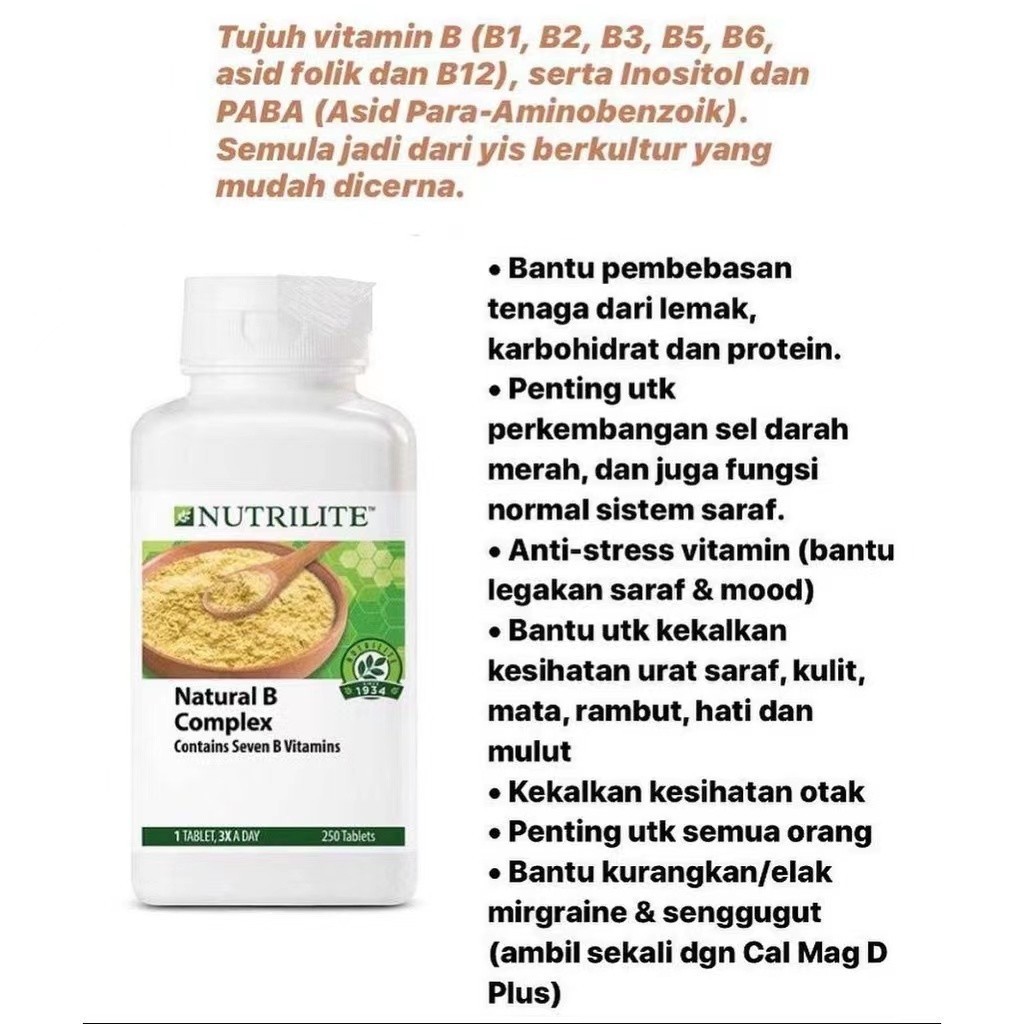 Nutrilite Natural B Complex 250 Tablets | Shopee Malaysia