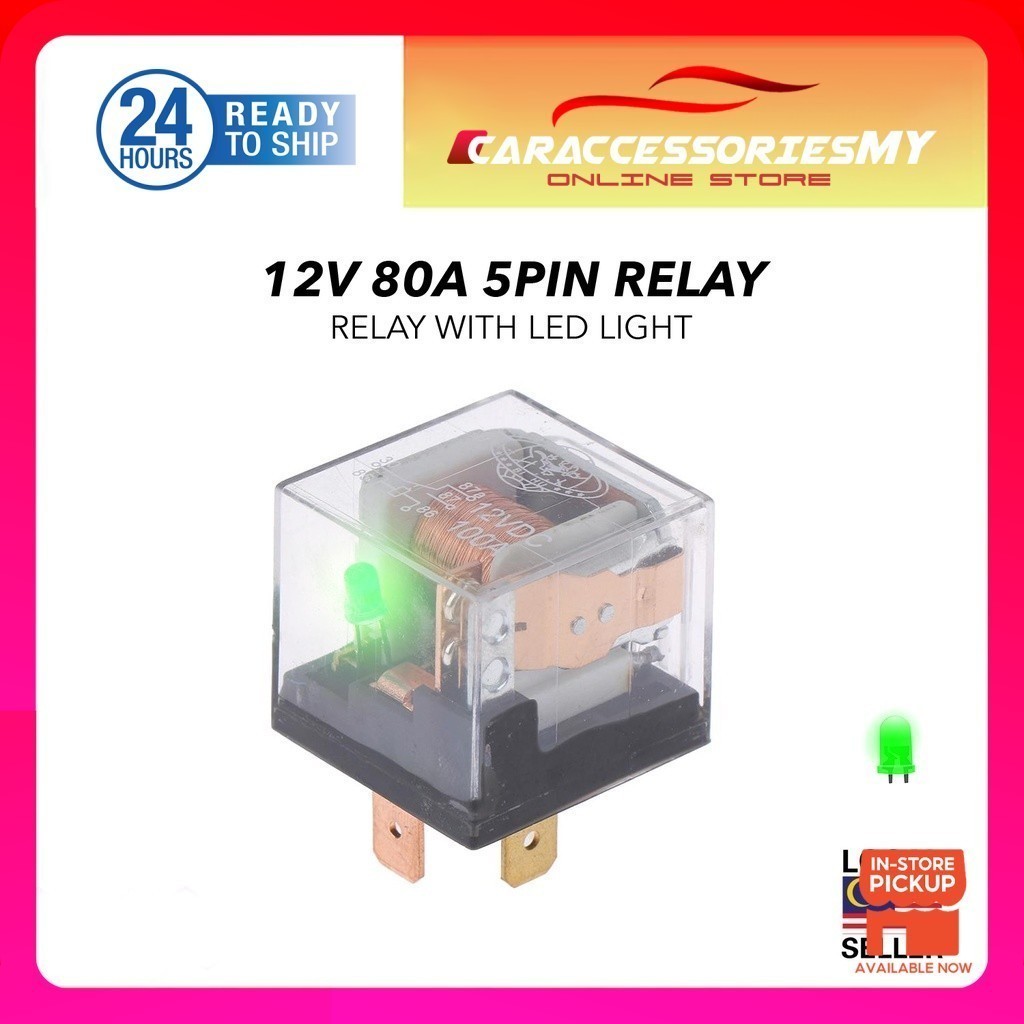 Transparent 5 Pin Relay with LED Automotive High Current headlight Amp ...