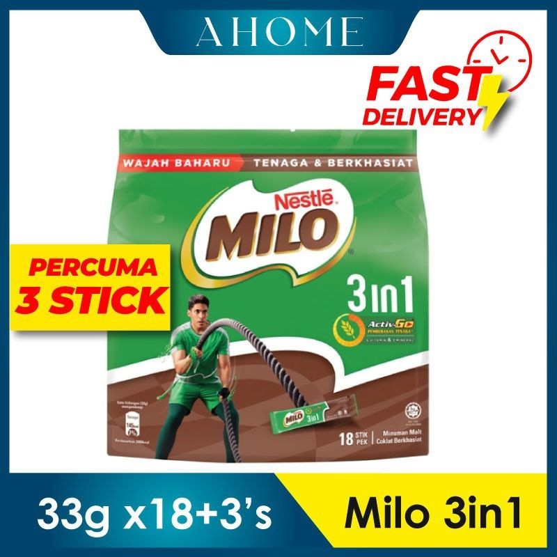 Nestle Milo 3in1 Active-Go Mixes Drink (33gx18's/33gx18's+3's) | Shopee ...