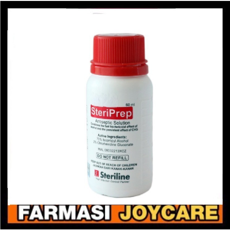 Steriline SteriPrep Antiseptic Solution / Cuci Pusat 60mL & 500mL ...