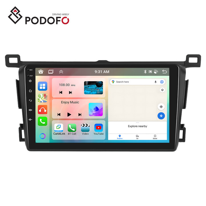 Podofo Android Car Stereo 9 Inch 4+64G Double Din Car Radio Carplay ...