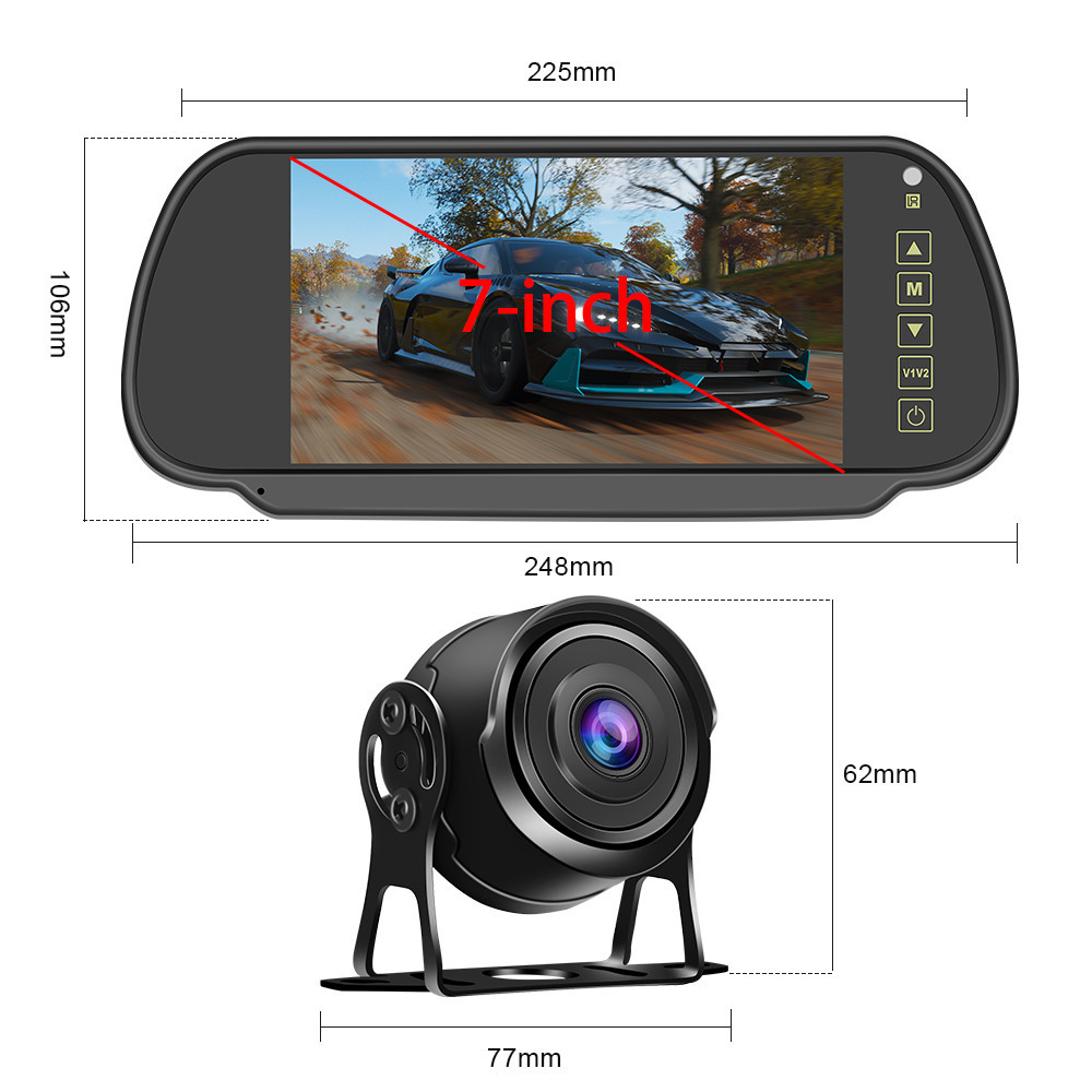 Podofo 7 Inch LCD Monitor Weatherproof Wired Backup HD Camera For Bus ...