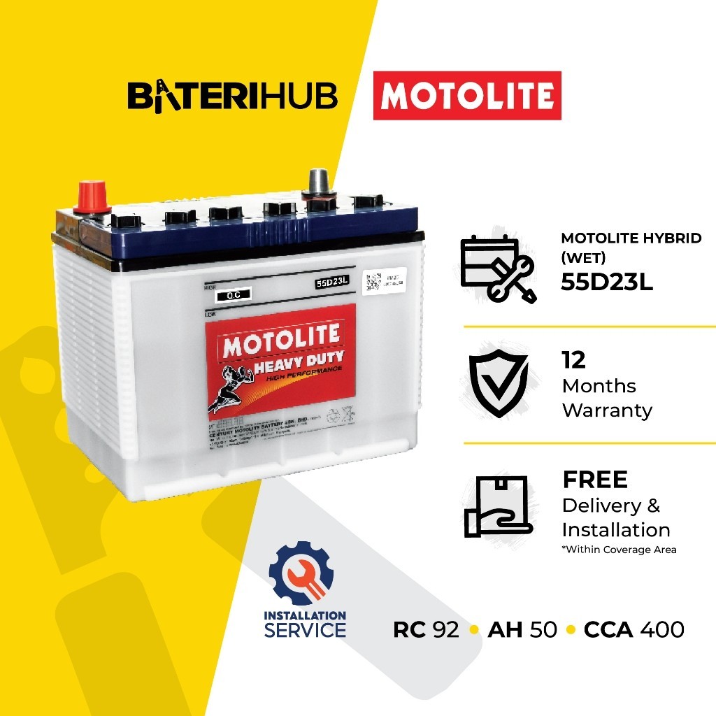 [Installation Provided] 55D23L Motolite Hybrid WET | Car Battery ...