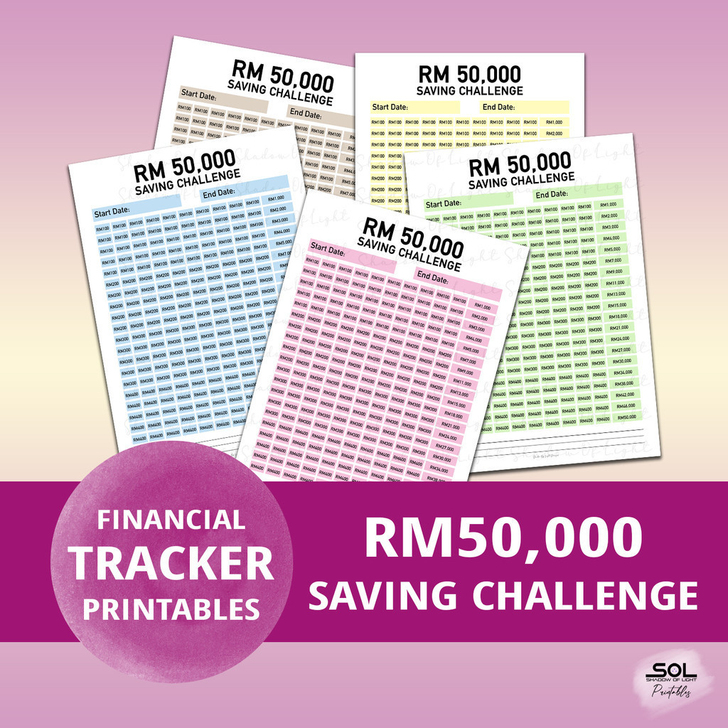 Printable RM50000 Savings Challenge | Money Management | PDF File ...