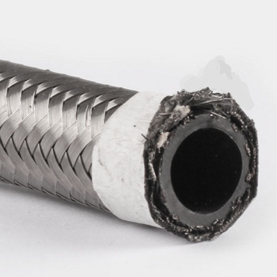 Custom rubber oil transmission hose AN4 to AN20 silver stainless steel ...