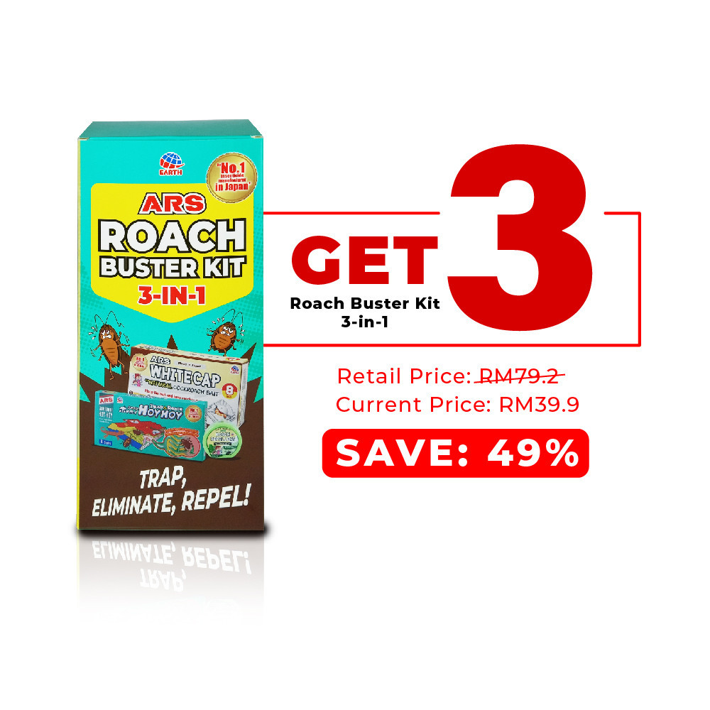 (3) ARS Repel Roaches Hanger 60g + (3) Natural Bait Eliminate Entire ...