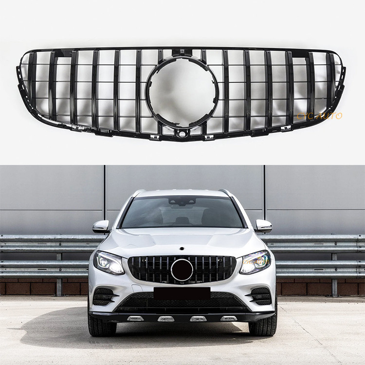 Gloss black GT style front bumper grille for Mercedes Benz GLC CLASS ...
