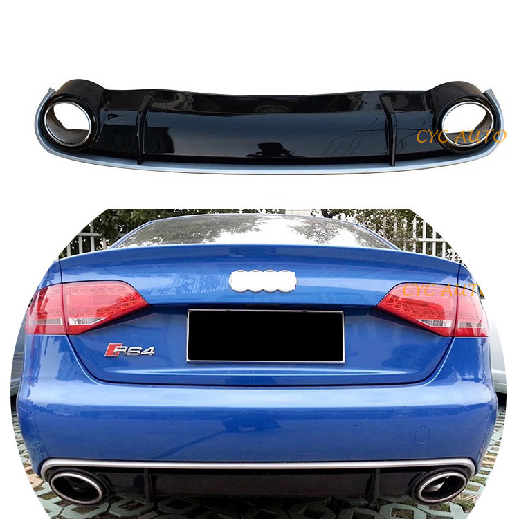 B8 gloss black rear bumper diffuser Upgrade To RS4 look for Audi A4 8k ...