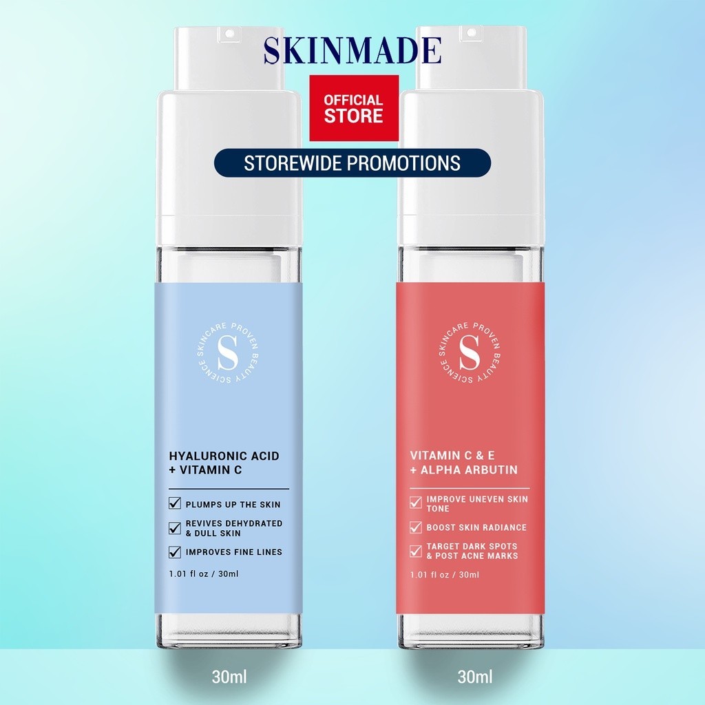 SKINMADE Hyaluronic Acid + Vitamin C Serum/Vitamin C + E Alpha Arbutin ...