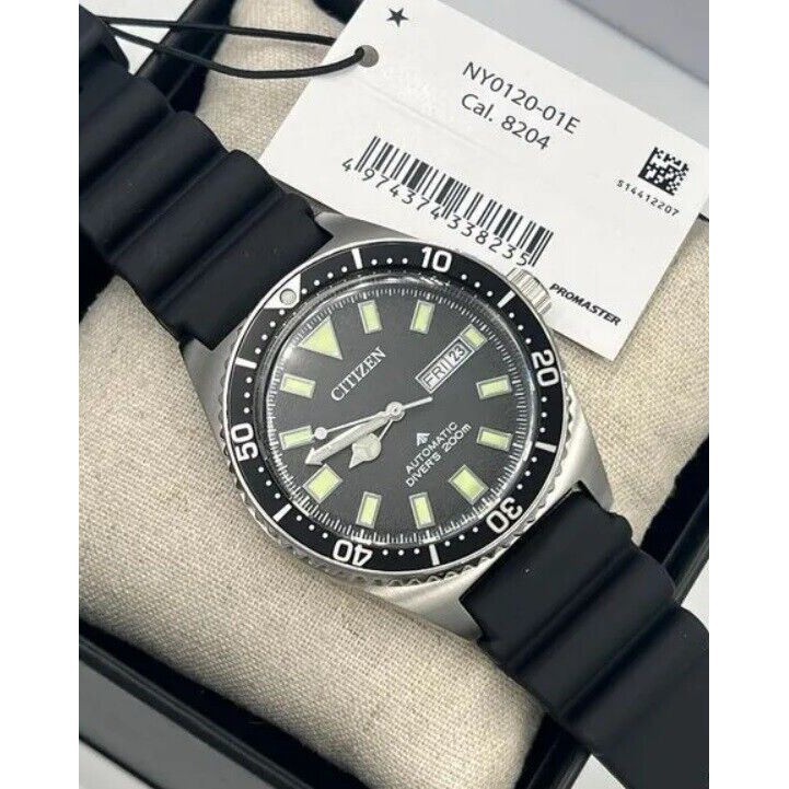Citizen NY0120-01E Black Analog Black Rubber Automatic Men's Diver's ...