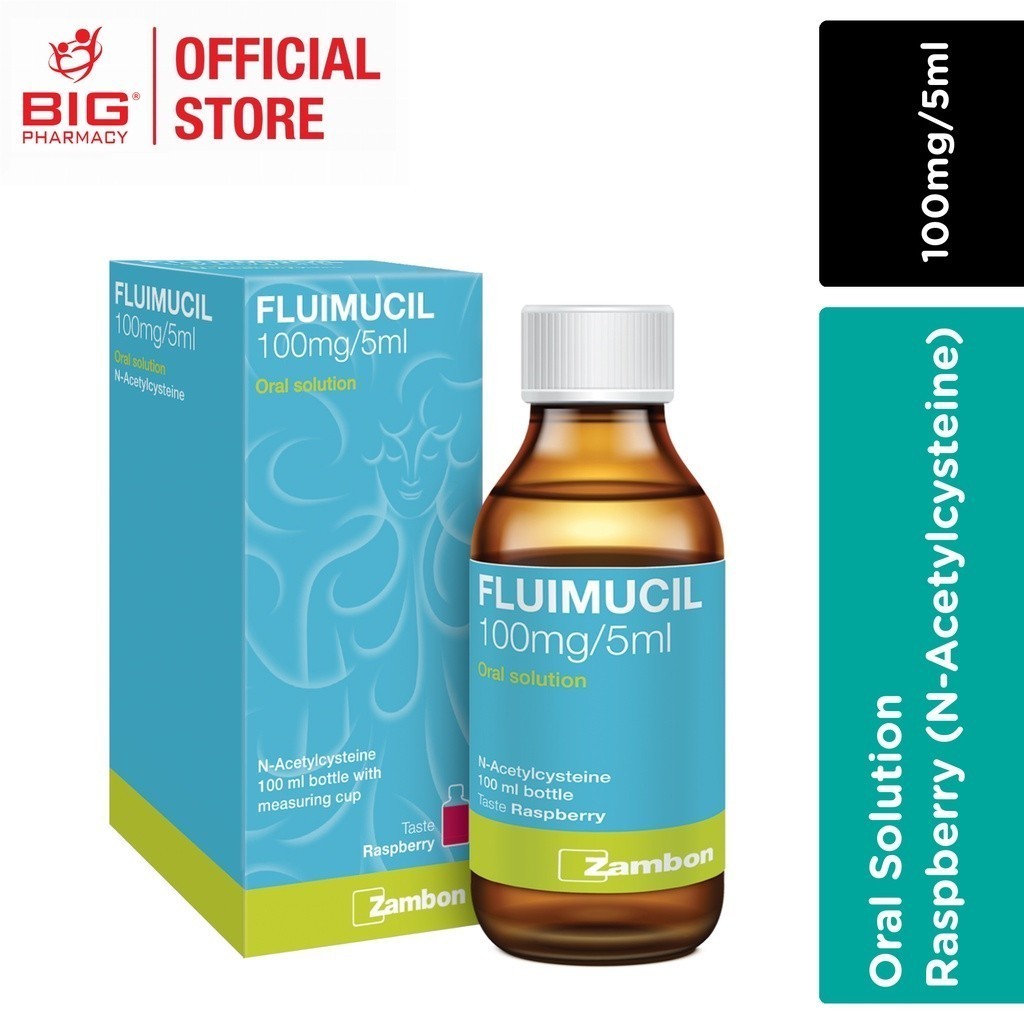 Fluimucil 100Mg/5Ml Oral Solution Raspberry Flavor (N-Acetylcysteine ...