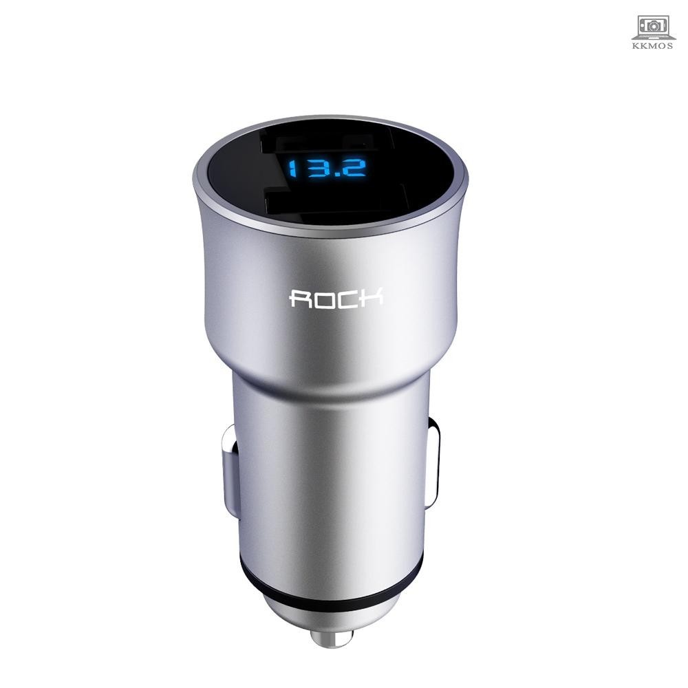 ROCK H2 Dual USB Car Charger with Digital LED Display 5V/3.4A Aluminium ...
