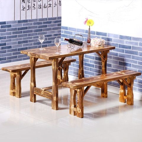 HY-# Pure Solid Wood Restaurant Snack Shop Fast Food Restaurant Table ...