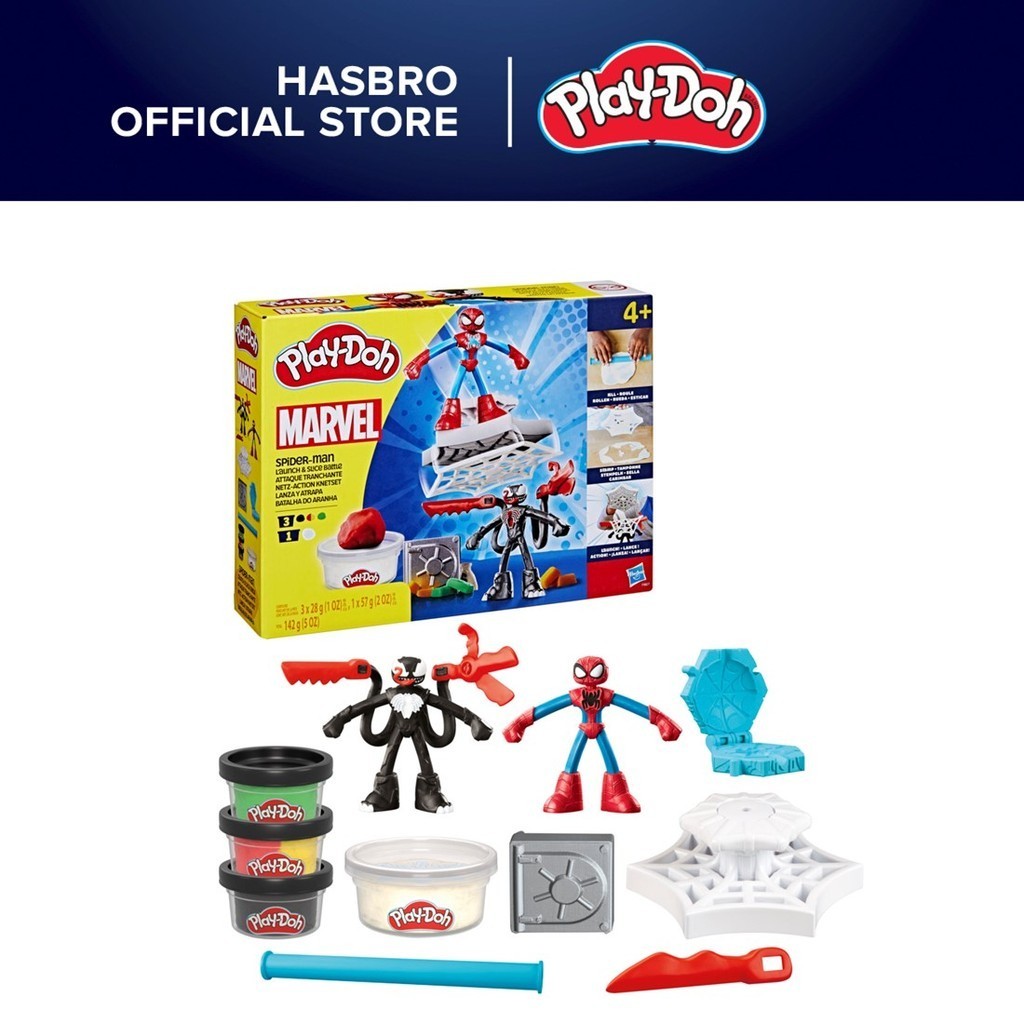 Play-Doh Marvel Spider-Man Launch & Slice Battle Playset with 2 Action ...