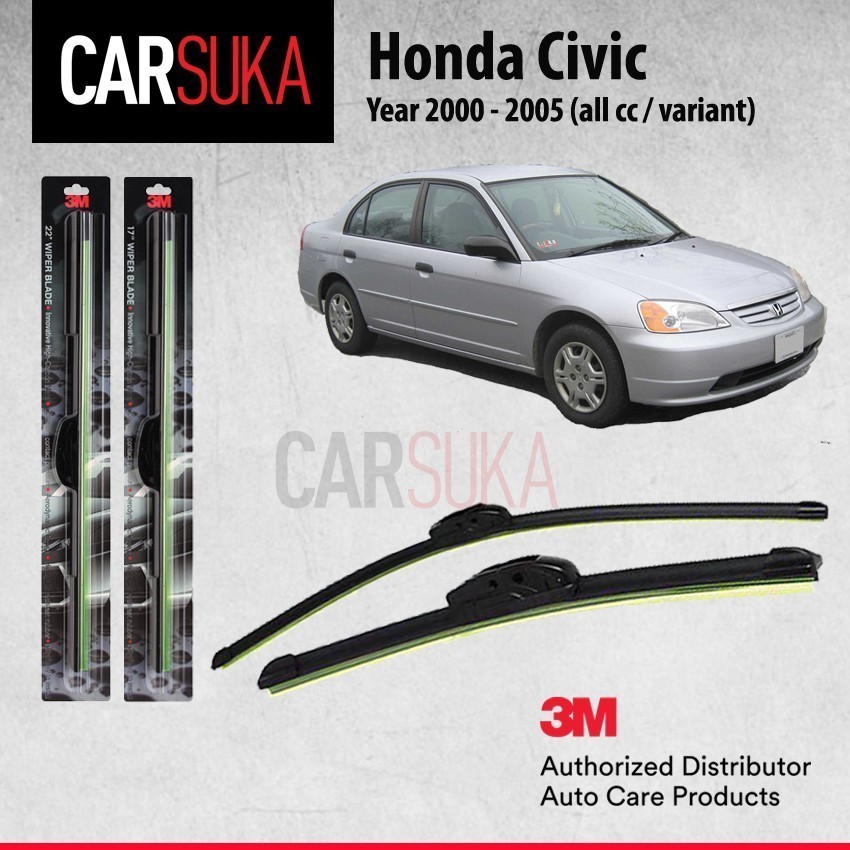 3M Frameless Wiper Blades (19"+18") , Honda Civic S5A (year 2000 - 2005 ...