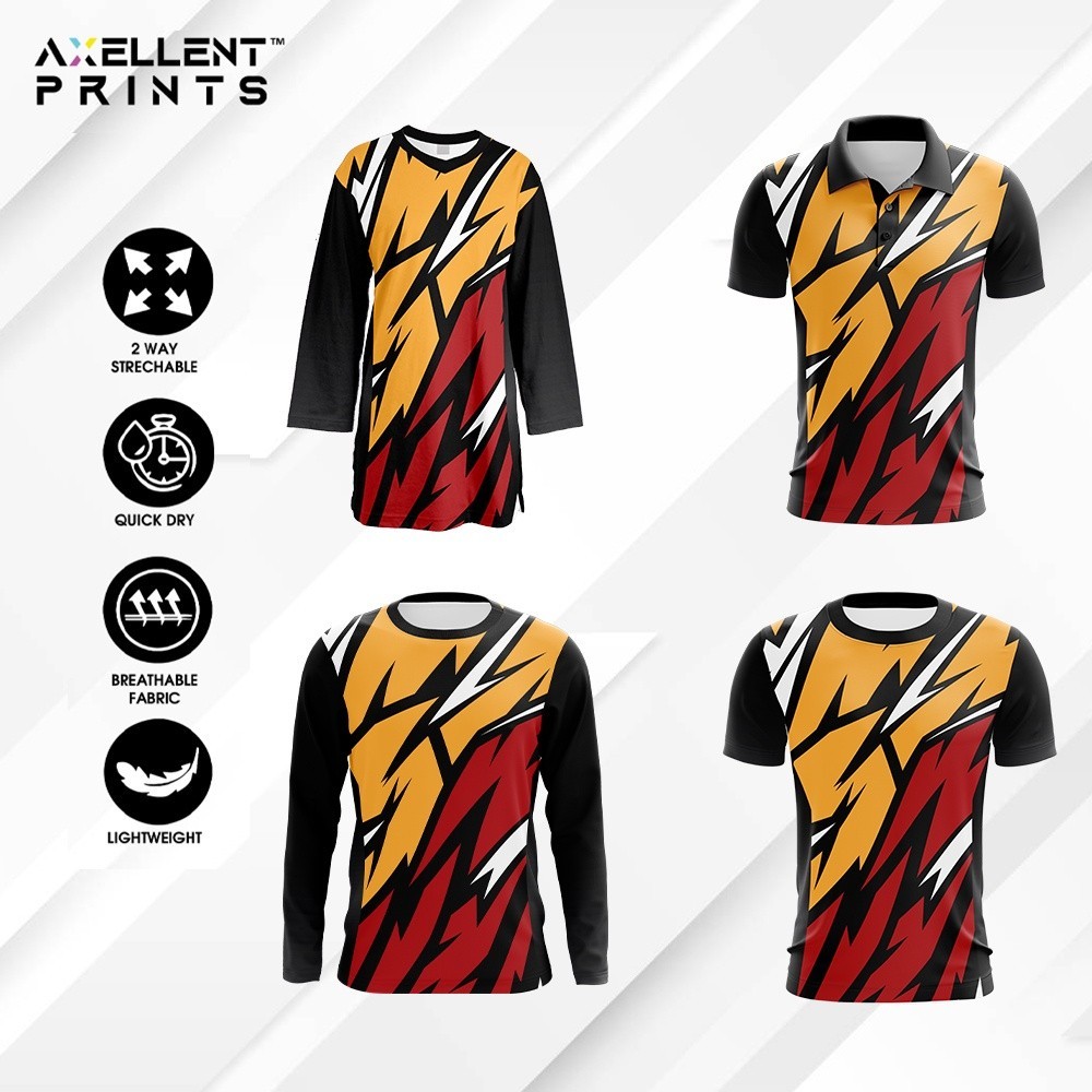 Axellent Prints Grunge Comic Style Orange Red oren merah baju jersey ...