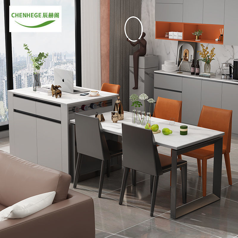 JY-H/Italian-Style Light Luxury Stone Plate Kitchen Island Dining Table ...
