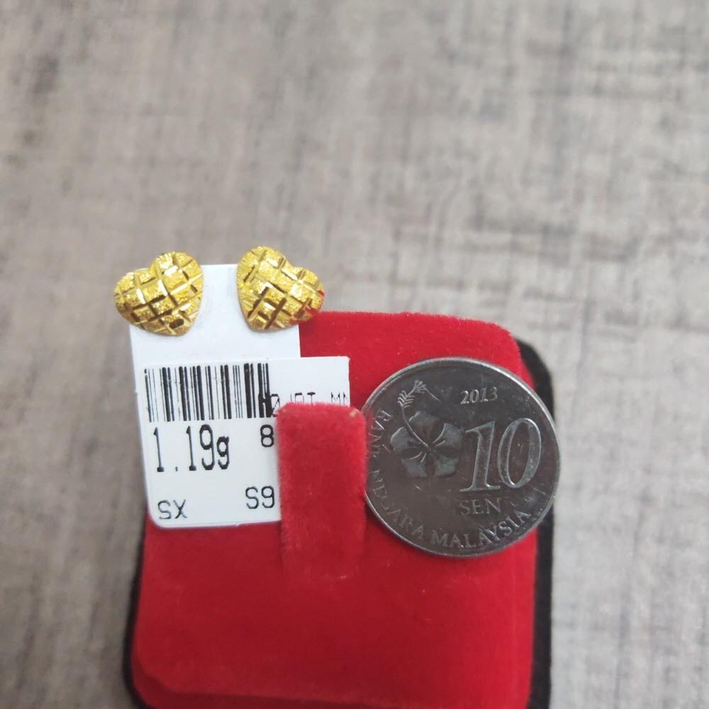 Emas916, Subang Paku Skru Love Str Net Stamping 0.8cm Vt 1533 P423 N ...