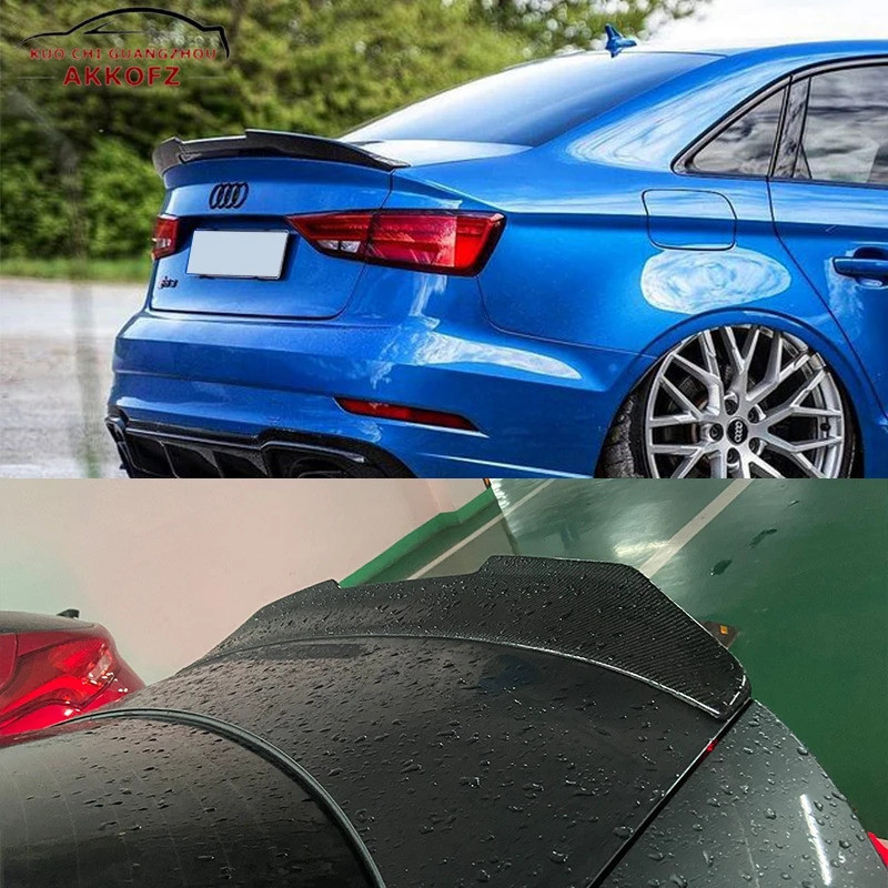 For AUDI A3 S3 RS3 8V Sedan PSM Style Carbon Fiber Rear Spoiler Trunk ...
