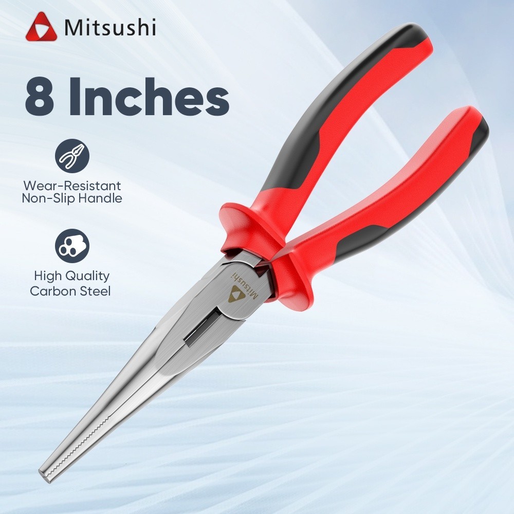 Mitsushi Long Nose Pliers Playar Muncung Tirus 8 Inch Standard Cutter Wire Stripper Needle Nose ...