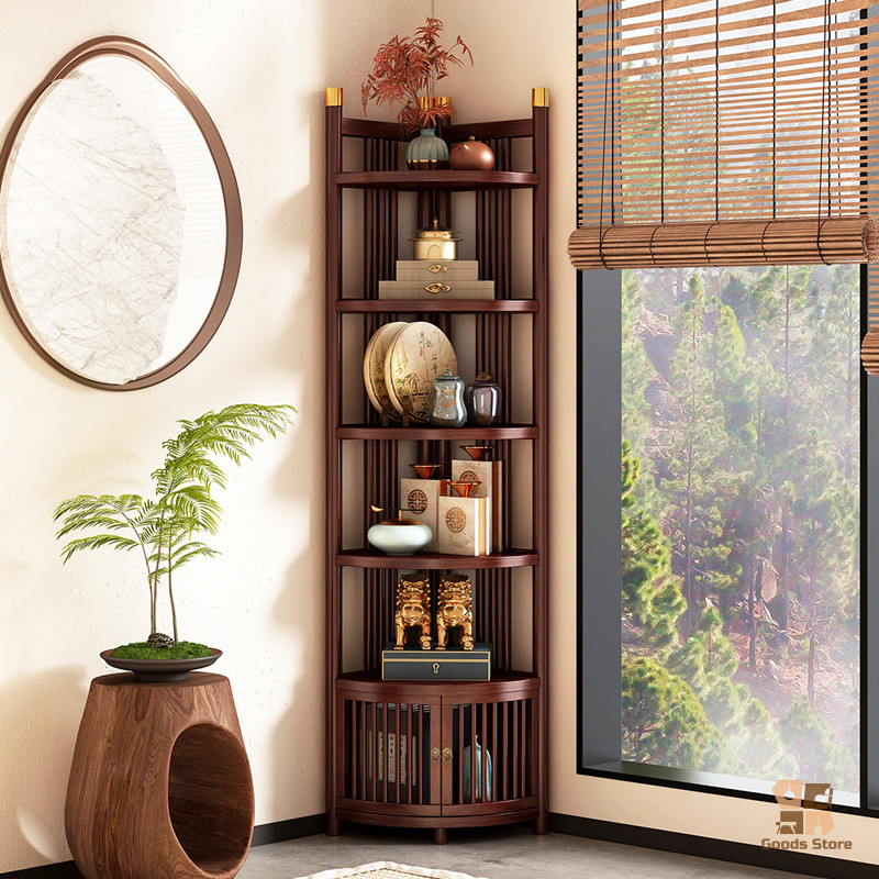 Corner rack wooden corner multi-layer storage rack living room triangle ...