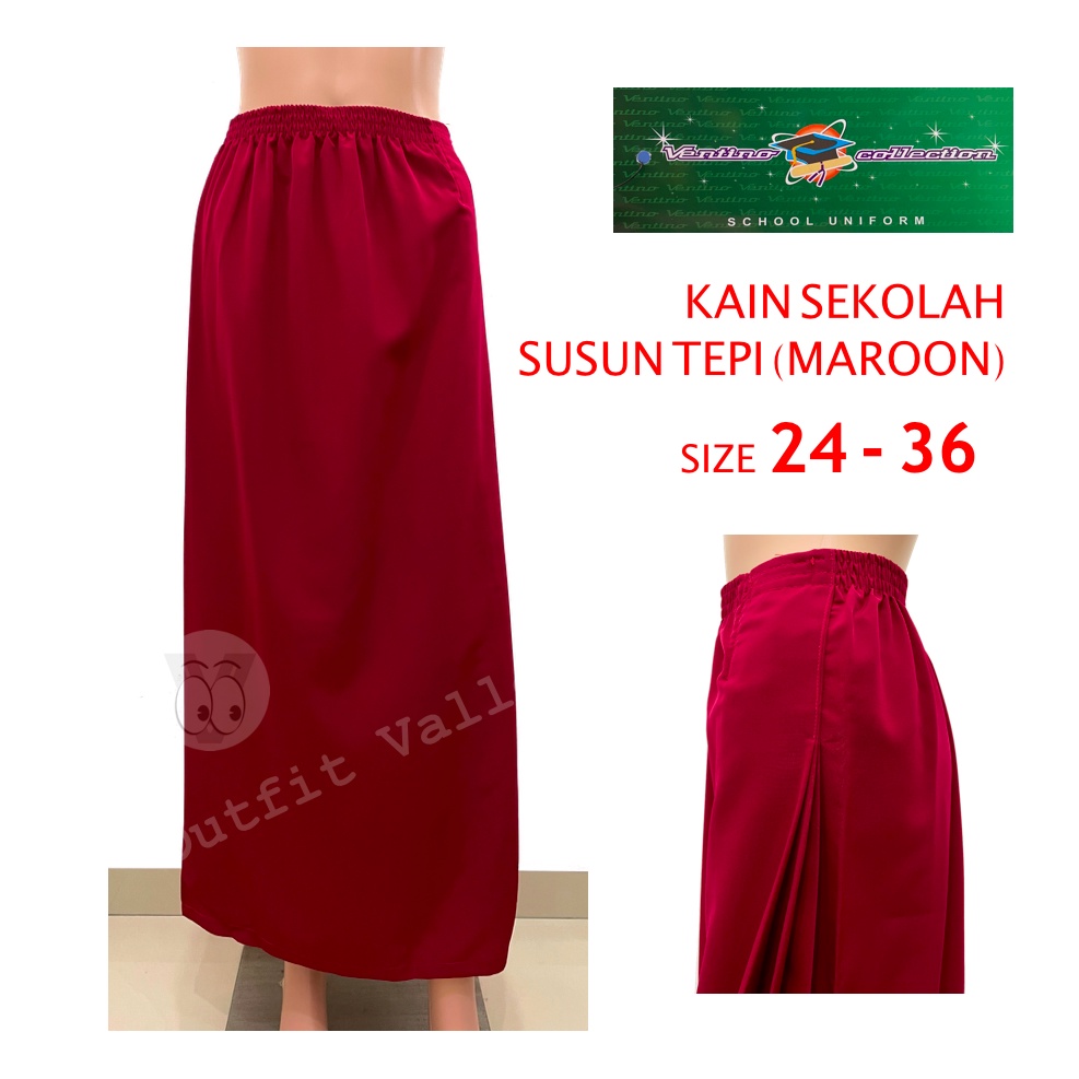 .VENTINO Kain Susun Tepi Sekolah MAROON Kain Licin (Koshibo) | Shopee ...